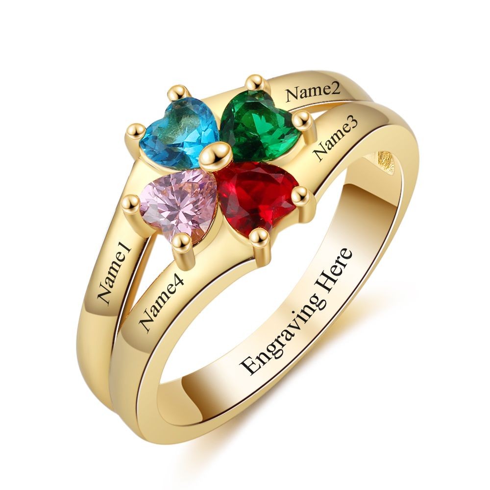 Gold Birthstone Rings Mothers Rings 1025 Sterling Silver Personalized